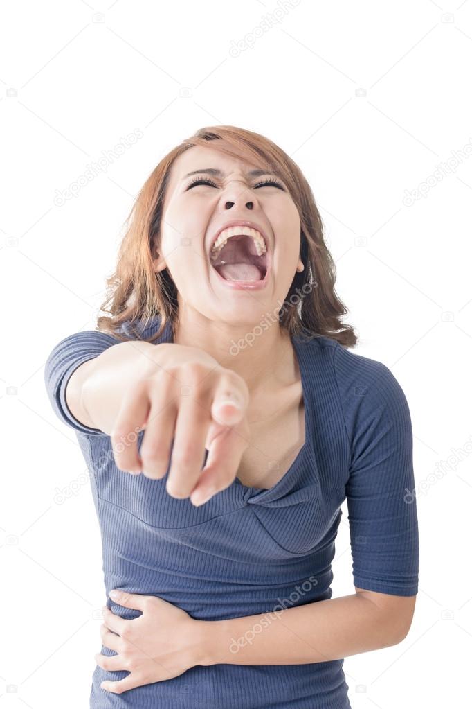 Woman Laughing Pointing Woman Laughing Pointing