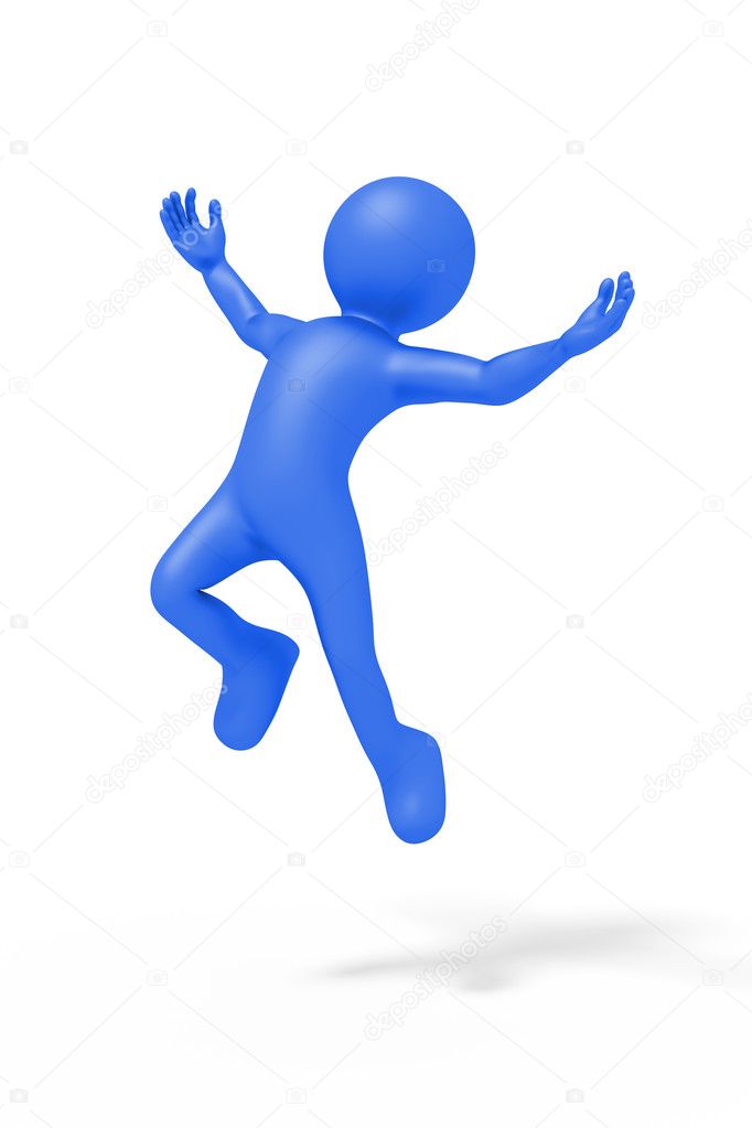 Simple blue human jumping Stock Photo by ©magann 81592062
