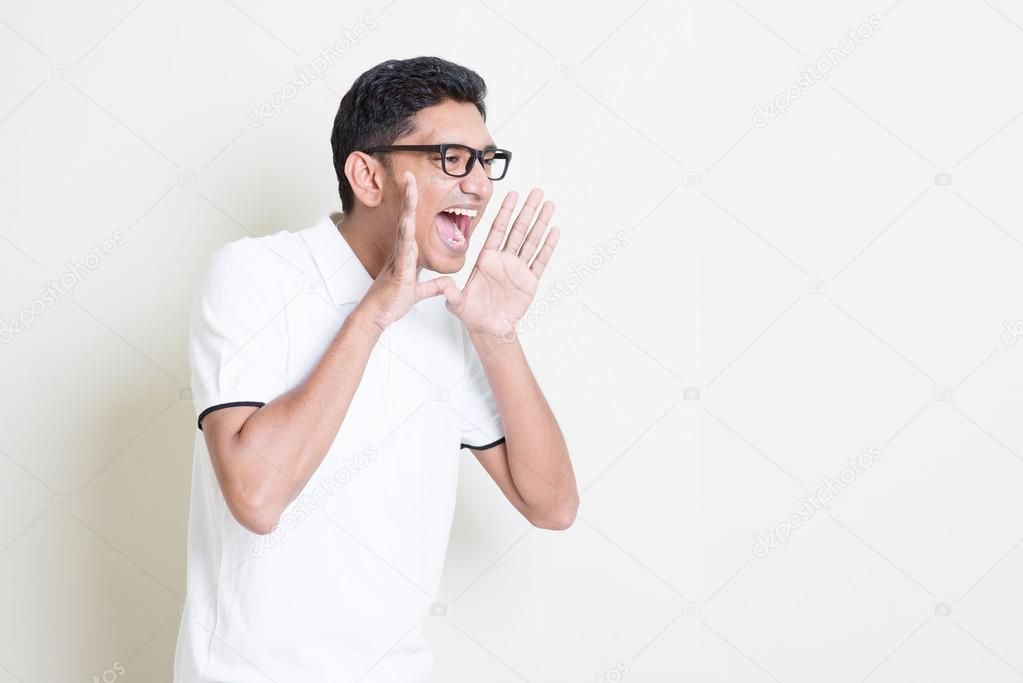 Indian guy shouting loud Stock Photo by ©szefei 77897538