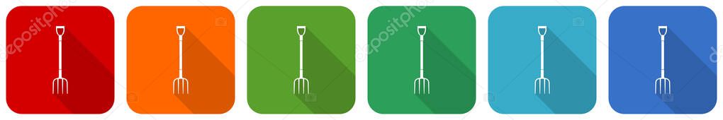 Tenedor, conjunto de iconos de herramienta de jardiner a, ilustraci n vectorial de dise o plano ...