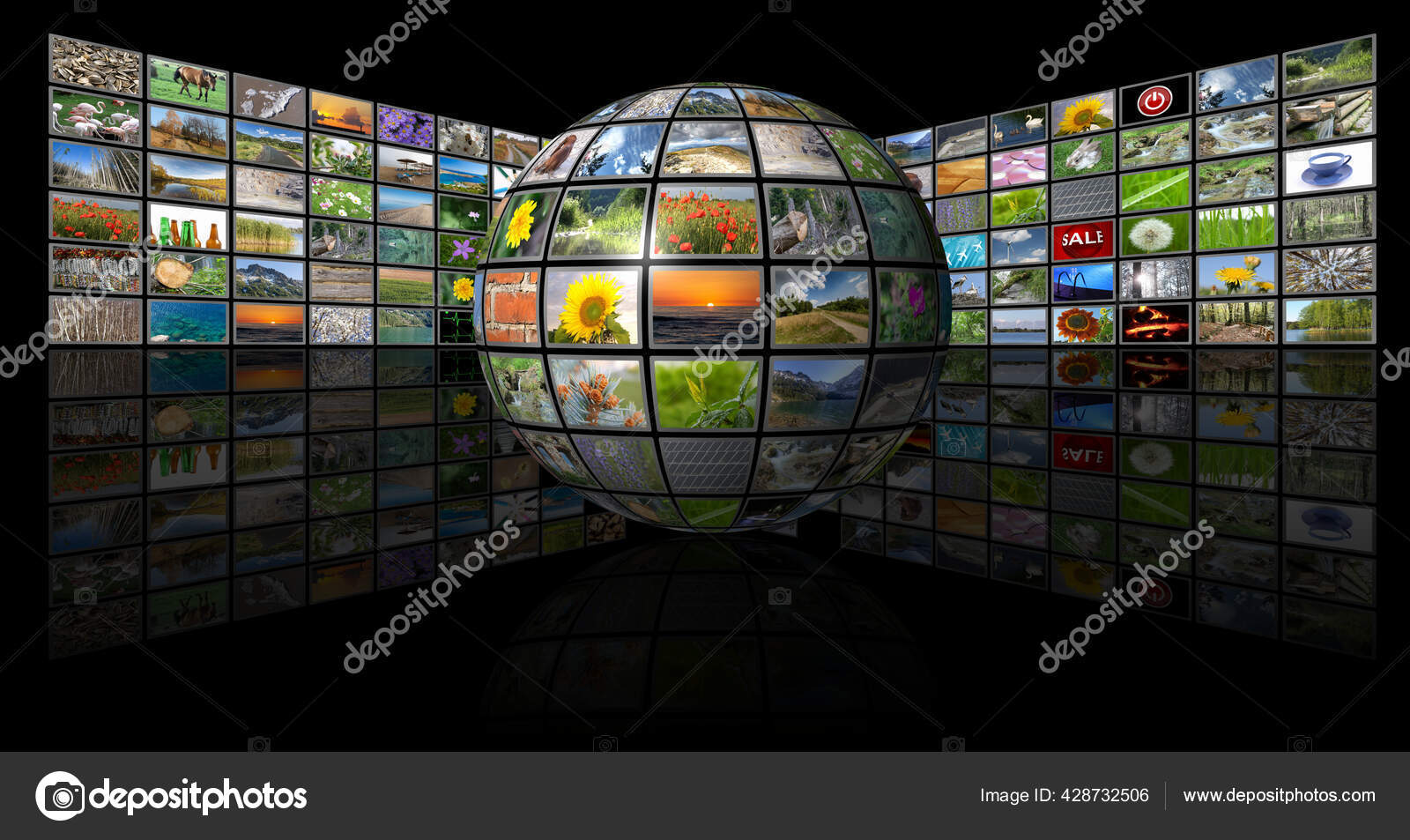Multimedia Concept Illustration Media Globe White Background — Stock ...