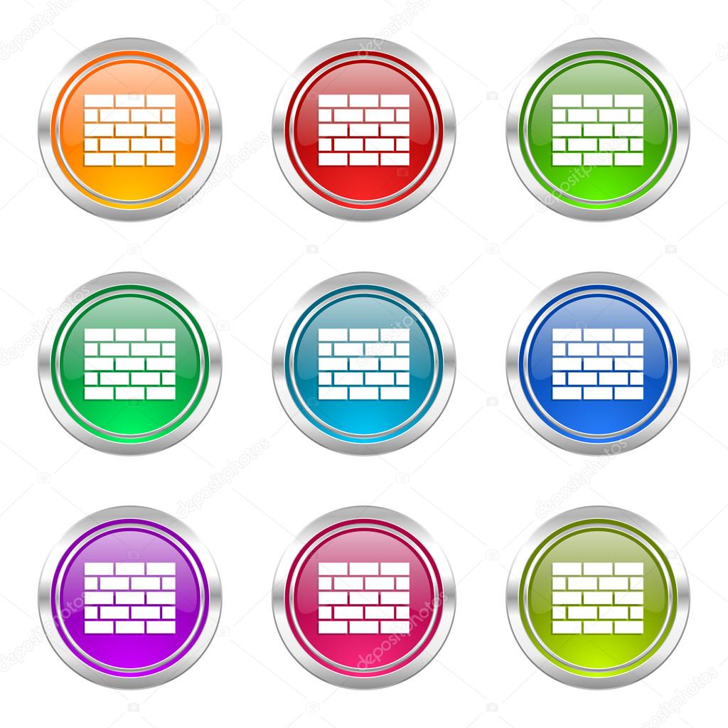 Firewall icons set brick wall sign — Stock Photo © alexwhite #62936225