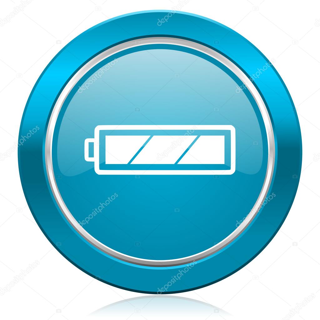 Battery blue icon charging symbol power sign — Stock Photo © alexwhite ...