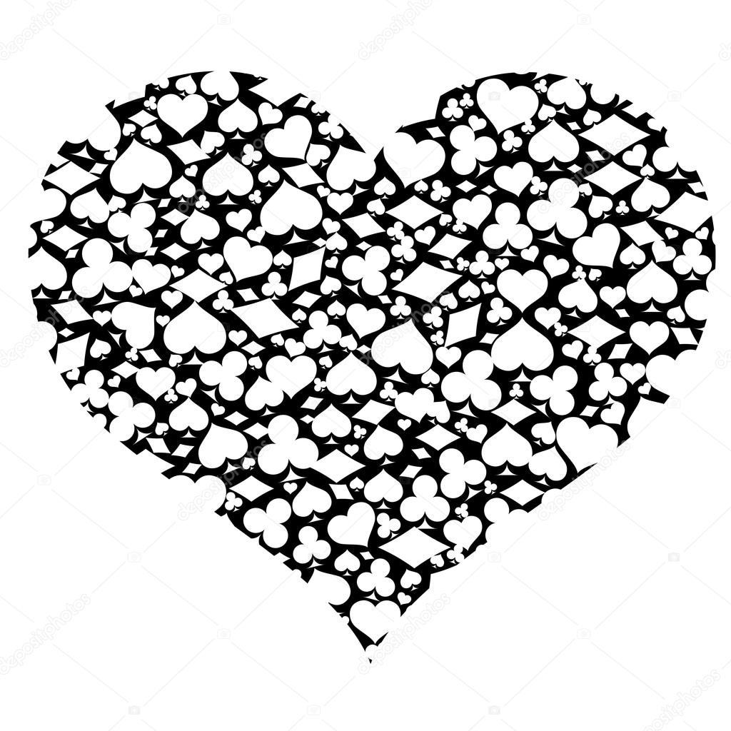 Heart with game card symbols Stock Vector by ©ngaga35 115531136