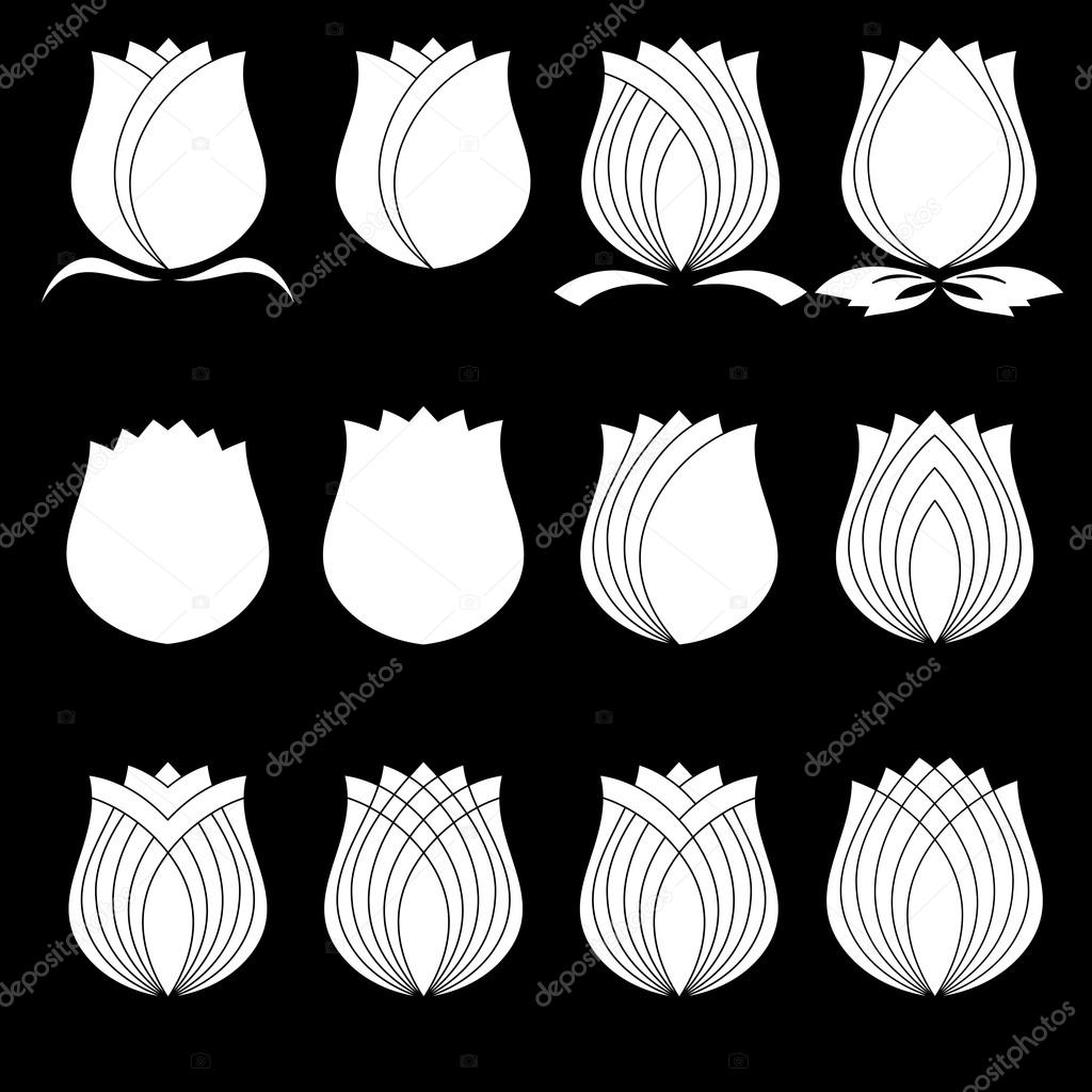 Tulips, Flowers symbols Set Stock Vector by ©ngaga35 116829854