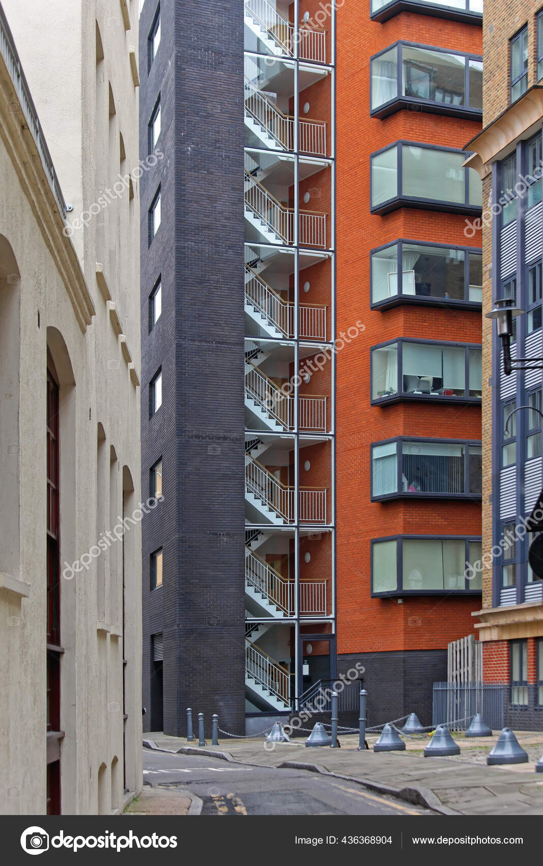 Stairway Fire Escape Tall Condo Building Exterior — Stock Photo ...