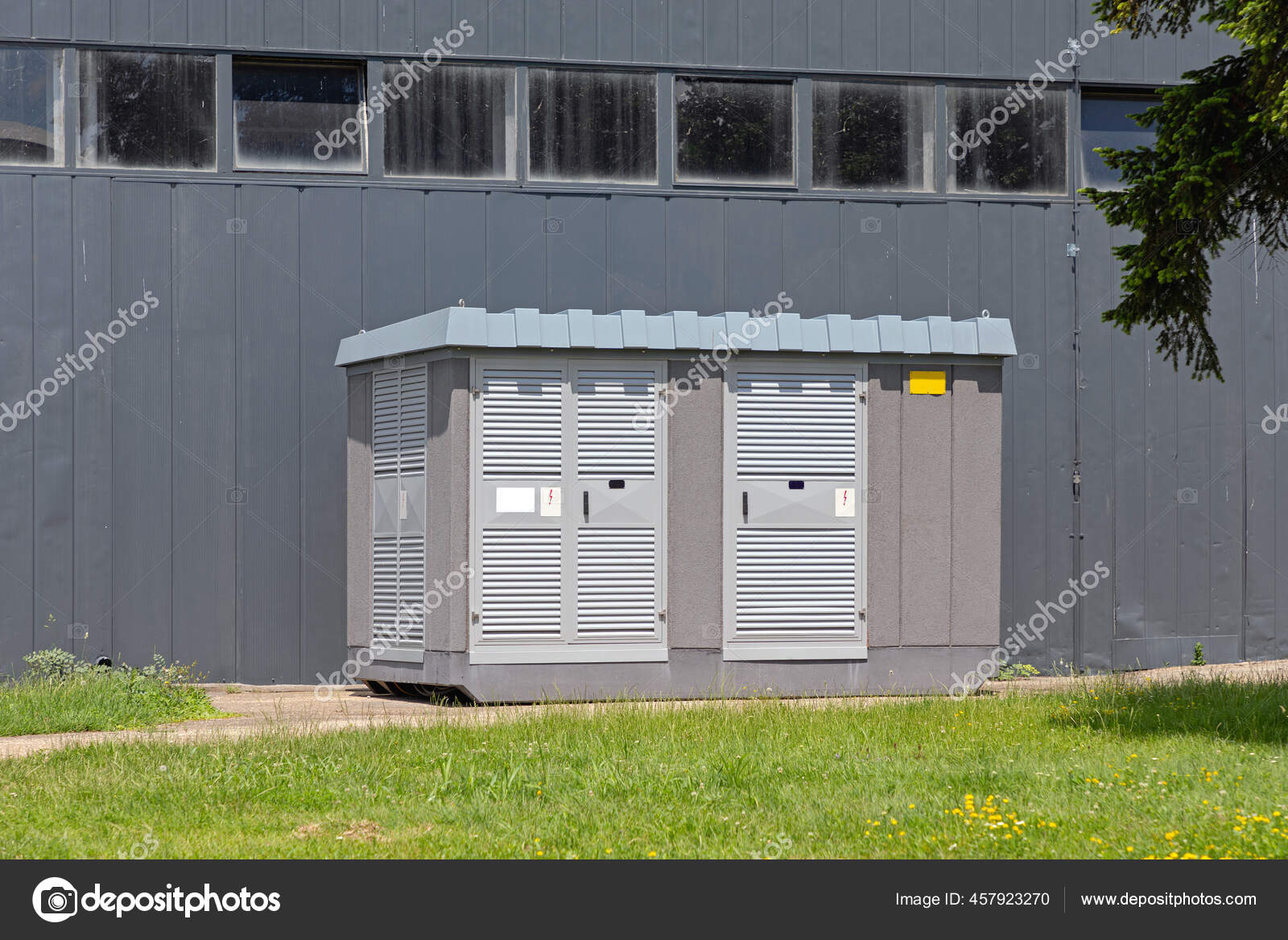 Transformator Umspannwerk Gebäude Struktur Außen Fabrik Macht ...