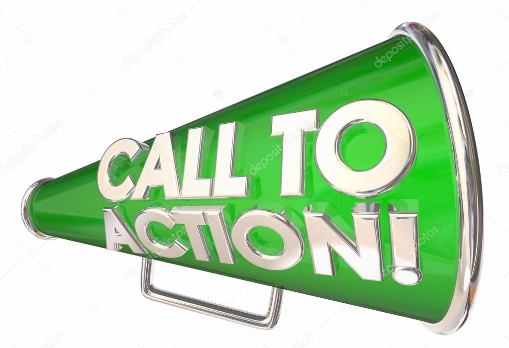 Call to Action Bullhorn Megaphone — Stock Photo © iqoncept #110555410