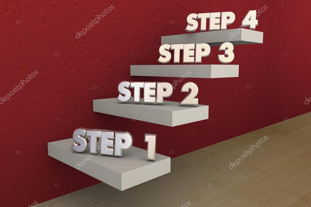 Steps 1 to 4 One Four Process Stairs — Stock Photo © iqoncept #124229974