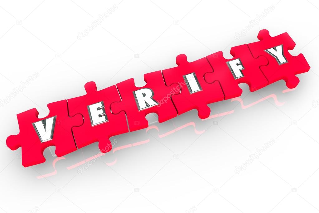 Verify 3d Word Puzzle Pieces Confirm Inspect Prove Stock Photo by ...