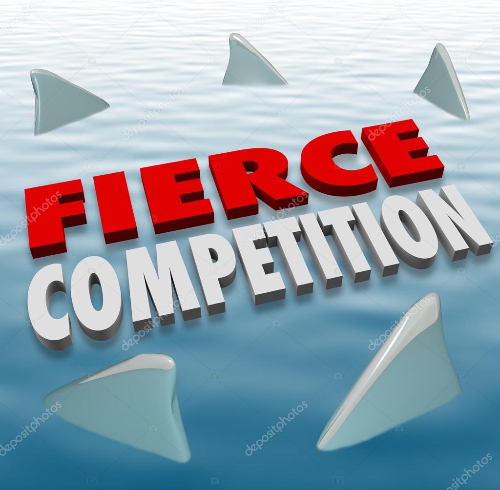 Fierce Competition Shark Fins Water Difficult Challenge Game — Stock ...