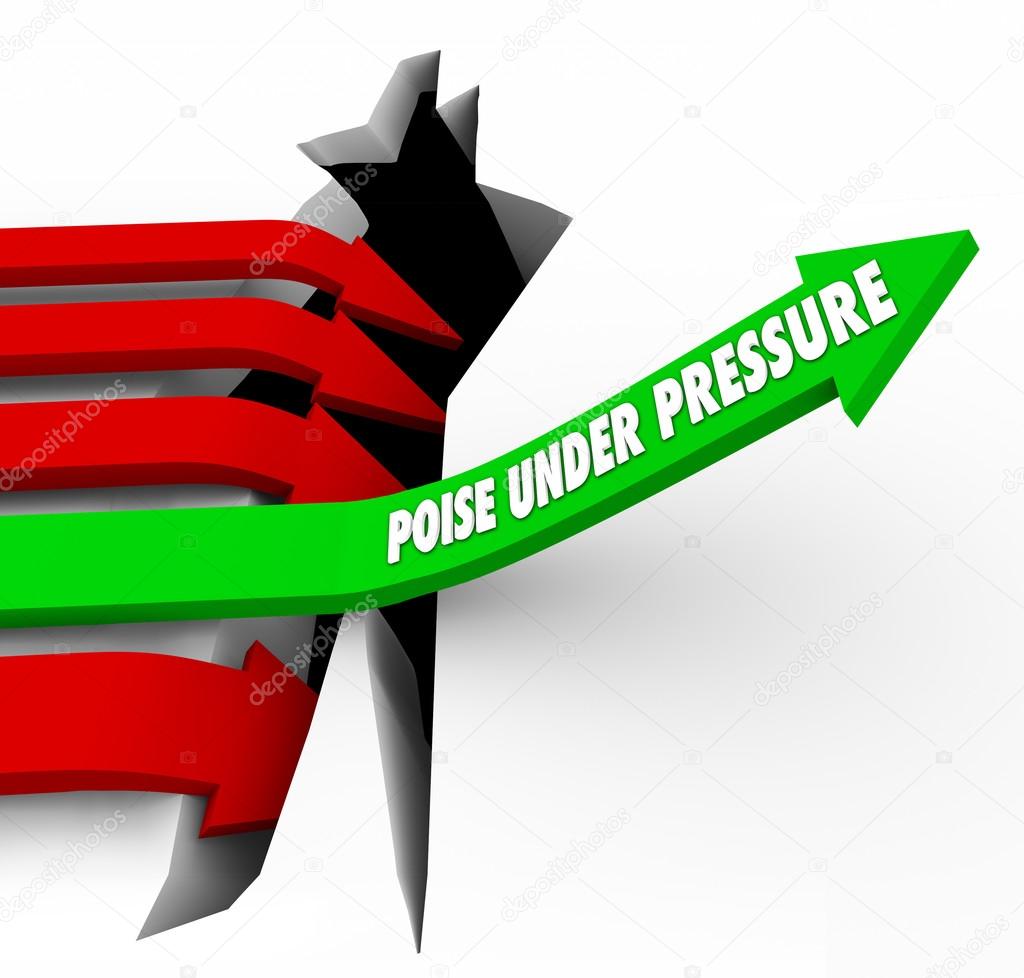 Poise Under Pressure Arrow Rises Over Hole Overcoming Challenge — Stock ...