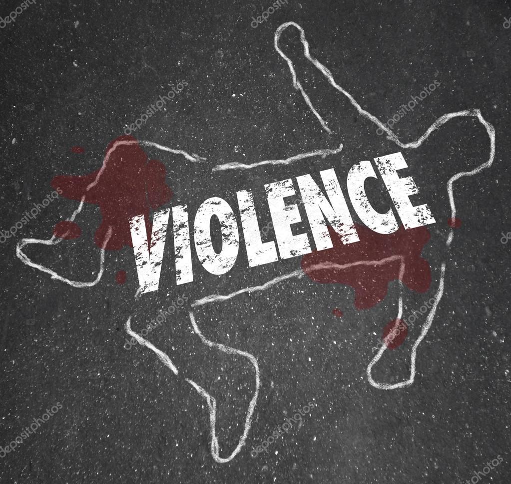 Våld krita kontur ordet död kropp mördade dödade — Stockfotografi ...