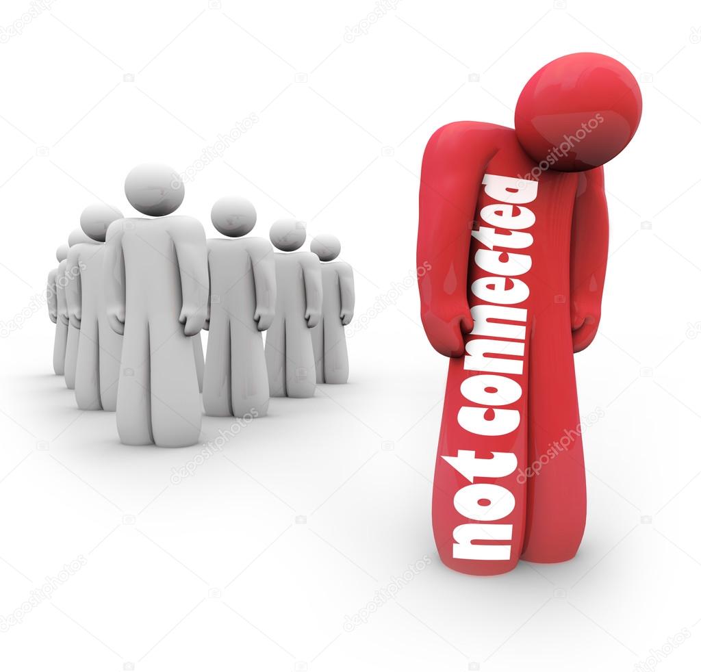 Not Connected words on a red 3d person standing Stock Photo by ...