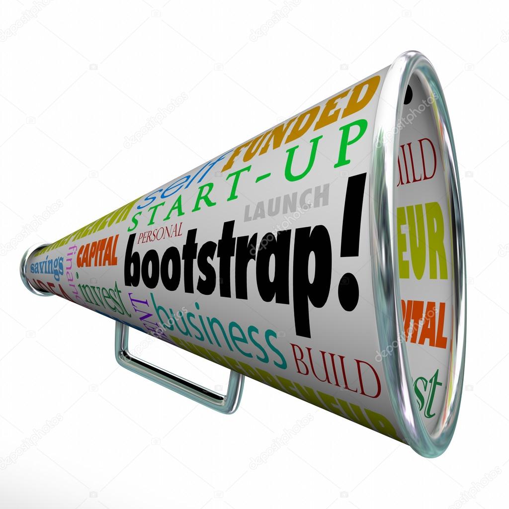 Bootstrap word and related words on a megaphone — Stock Photo ...