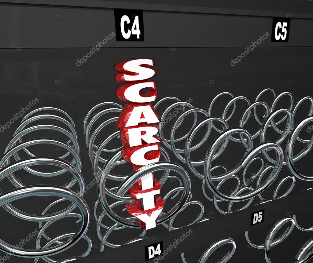 Scarcity word in 3d letters in a snack or vending machine — Stock Photo ...