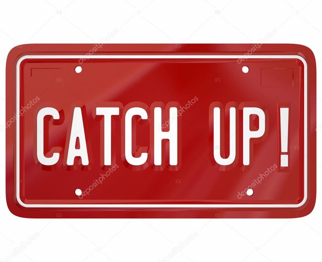 Catch Up words on a red metal license plate Stock Photo by ©iqoncept ...