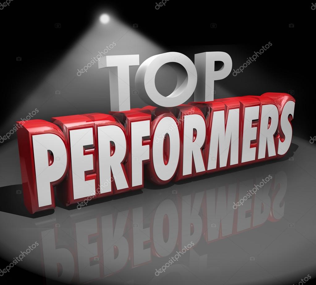 Top Performers words in 3d red letters on stage Stock Photo by ...