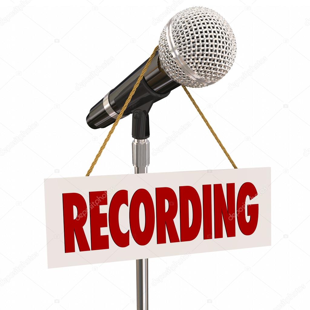 Recording sign on microphone to warn or indicate speech Stock Photo by ...
