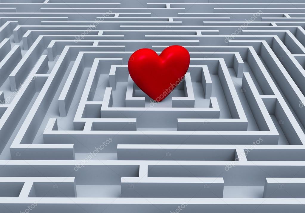 Red Heart At The Center Of A Maze — Stock Photo © mcarrel #79497700