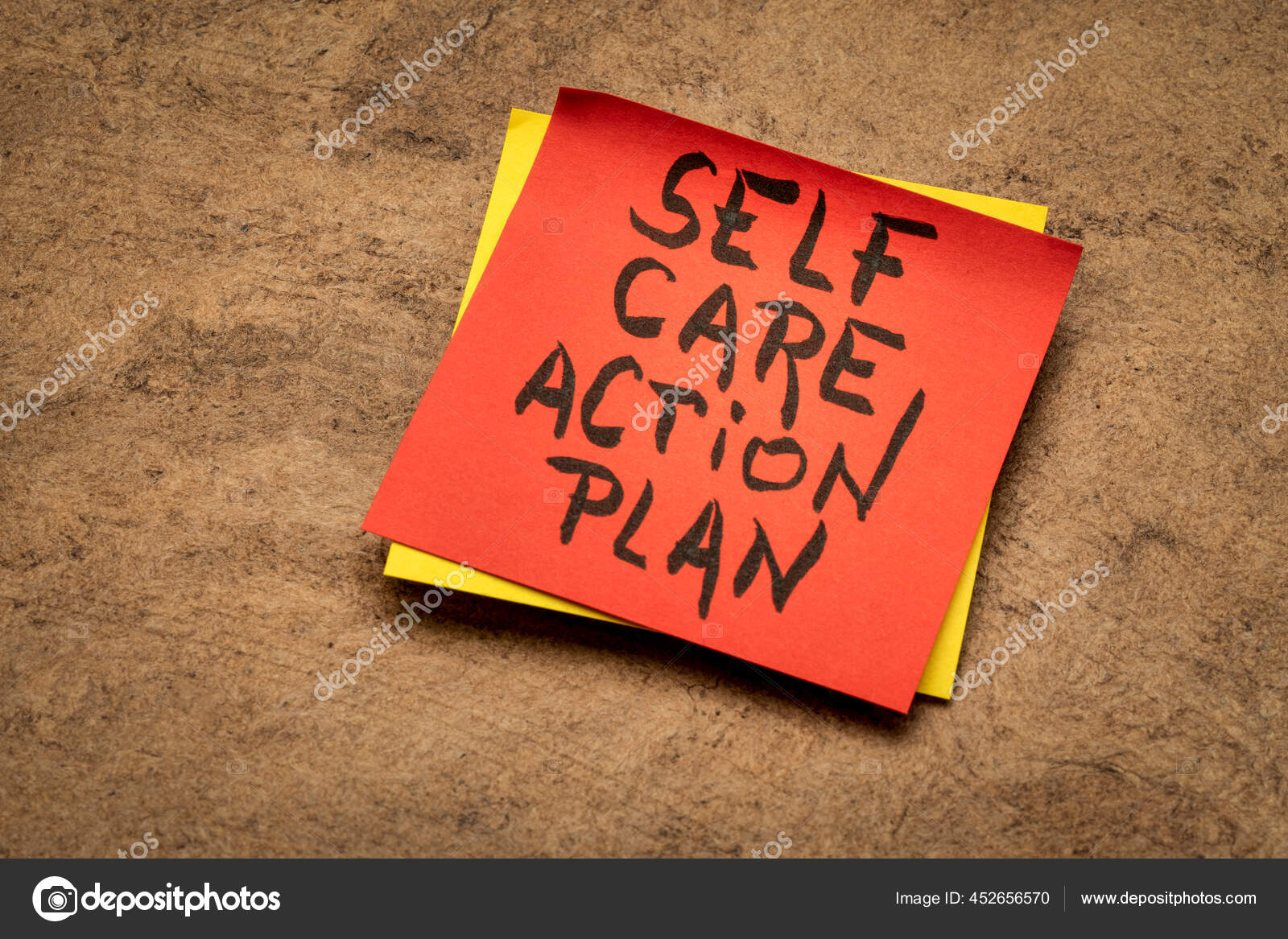 Self Care Action Plan Reminder Note Health Wellness Concept — Stock ...