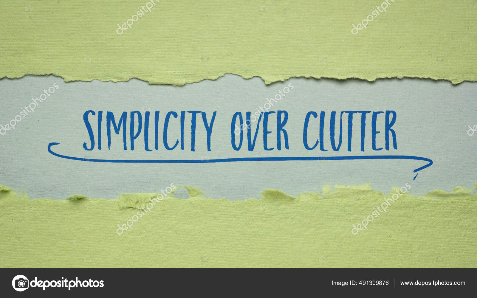 Simplicity Clutter Inspirational Banner Handwriting Handmade Rag Paper Decluttering Minimalism ...