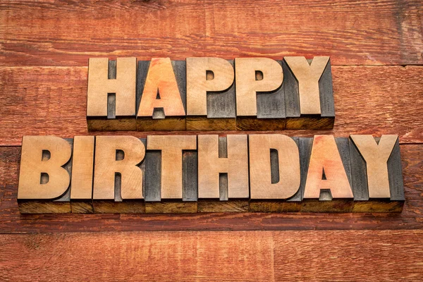 Happy Birthday greetings in wood type - Stock Image - Everypixel