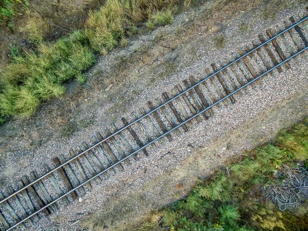 Aerial view of railway track through countryside, drone top view Stock ...