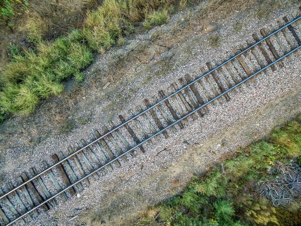 Railroad tracks aerial view Stock Photo by ©PixelsAway 85143074