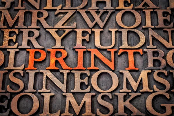 print word abstract in wood type - Stock Image - Everypixel