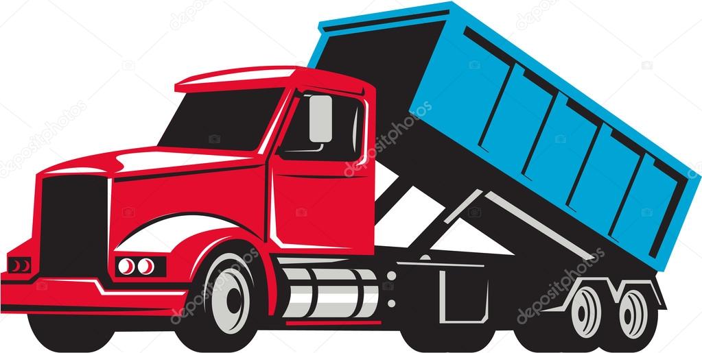 Roll-Off Truck Side Up Retro ⬇ Vector Image by © patrimonio | Vector ...