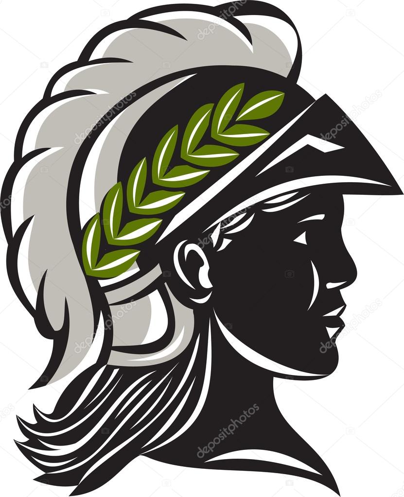 Minerva Head Profile Silhouette Retro Stock Illustration by ©patrimonio ...