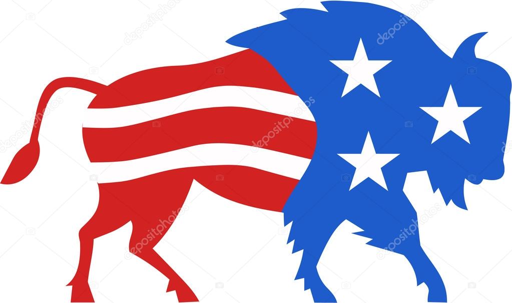 North American Bison USA Flag Retro Stock Vector Image by ©patrimonio ...