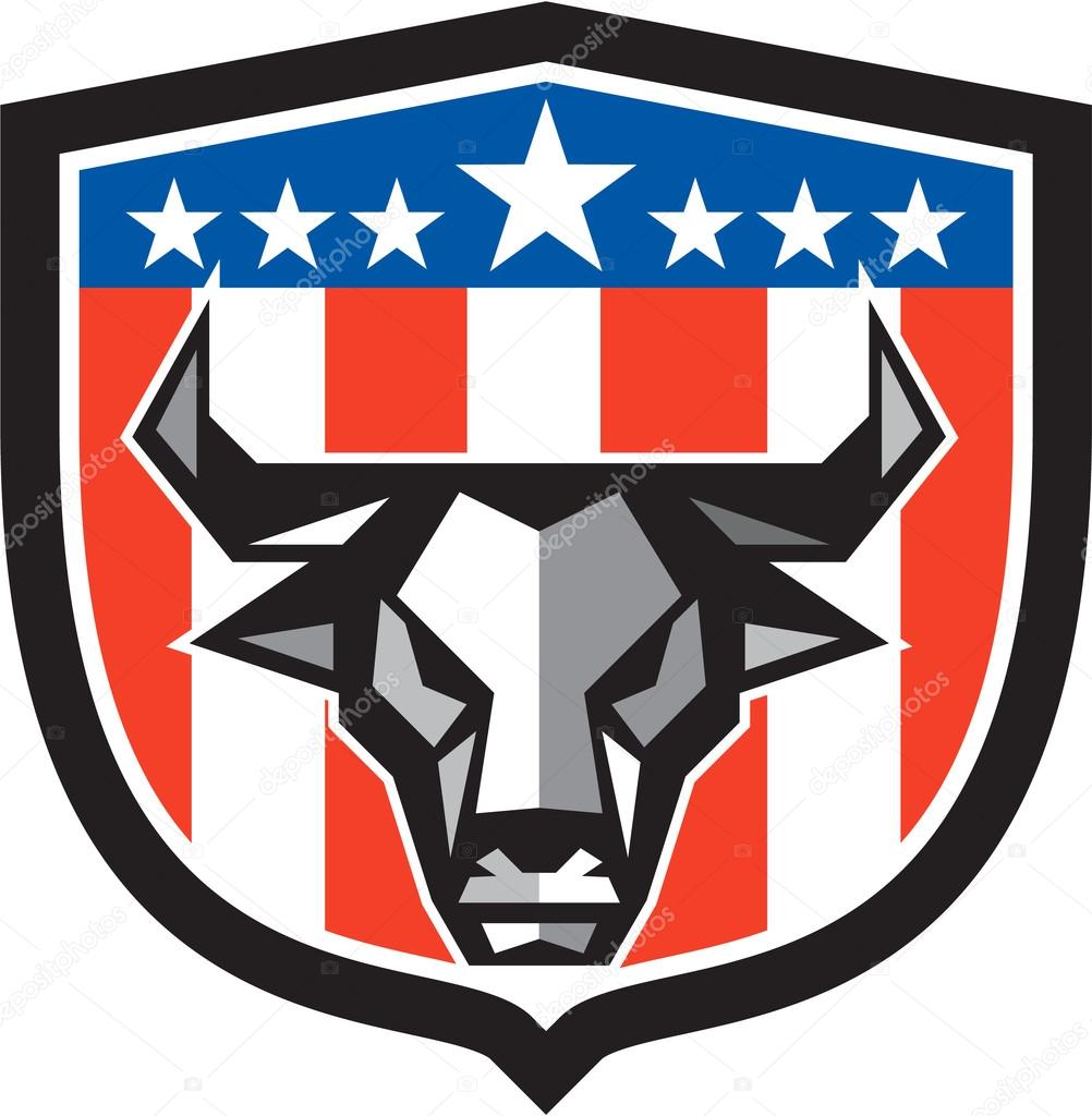 Bull Cow Head USA Flag Crest Low Polygon — Stock Vector © patrimonio ...