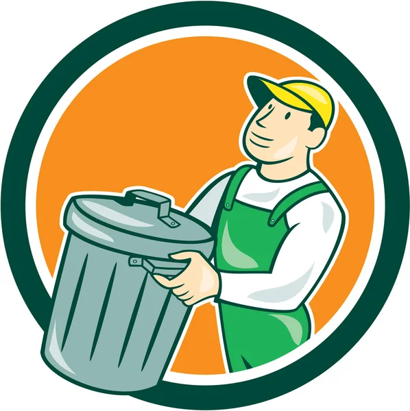 Garbage Collector Carrying Bin Cartoon — Stock Vector © patrimonio ...