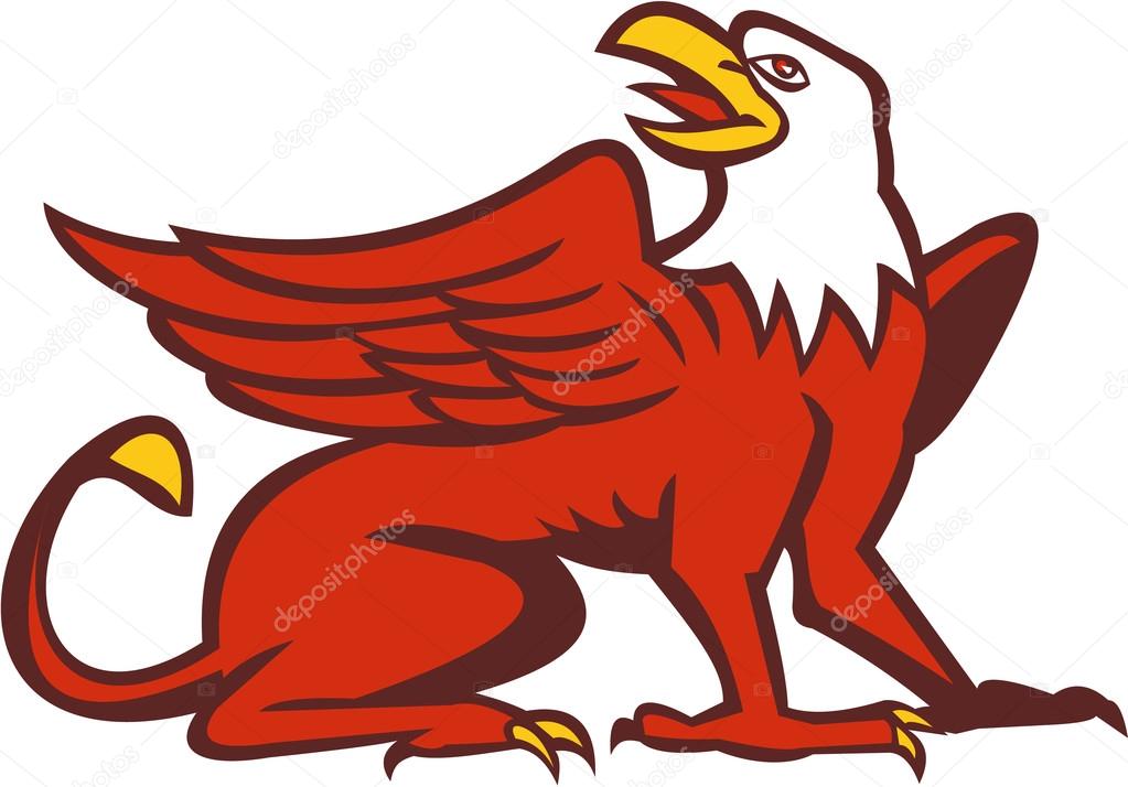 Griiffin Looking Up Side Retro Stock Vector by ©patrimonio 64106749