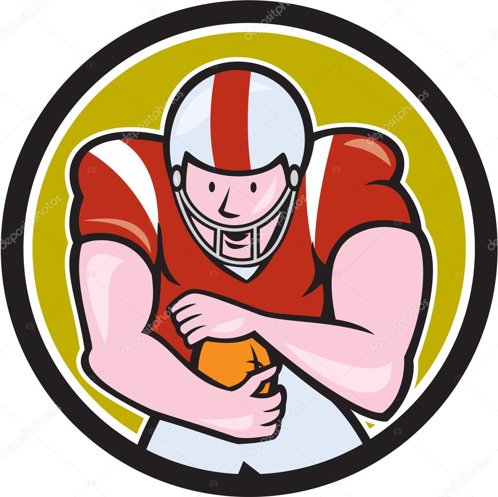 American Football Running Back Circle Cartoon — Stock Vector ...
