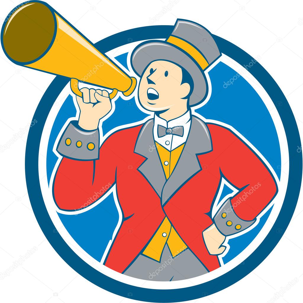 Circus Ringmaster Bullhorn Circle Cartoon Stock Vector Image by ...
