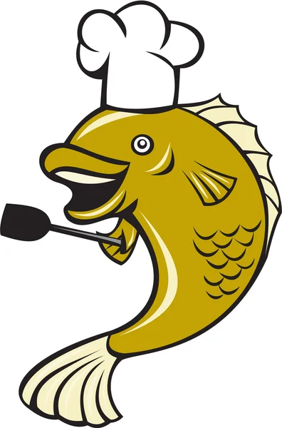 Funny cartoon cook fish — Stock Vector © starlight789 #12812060