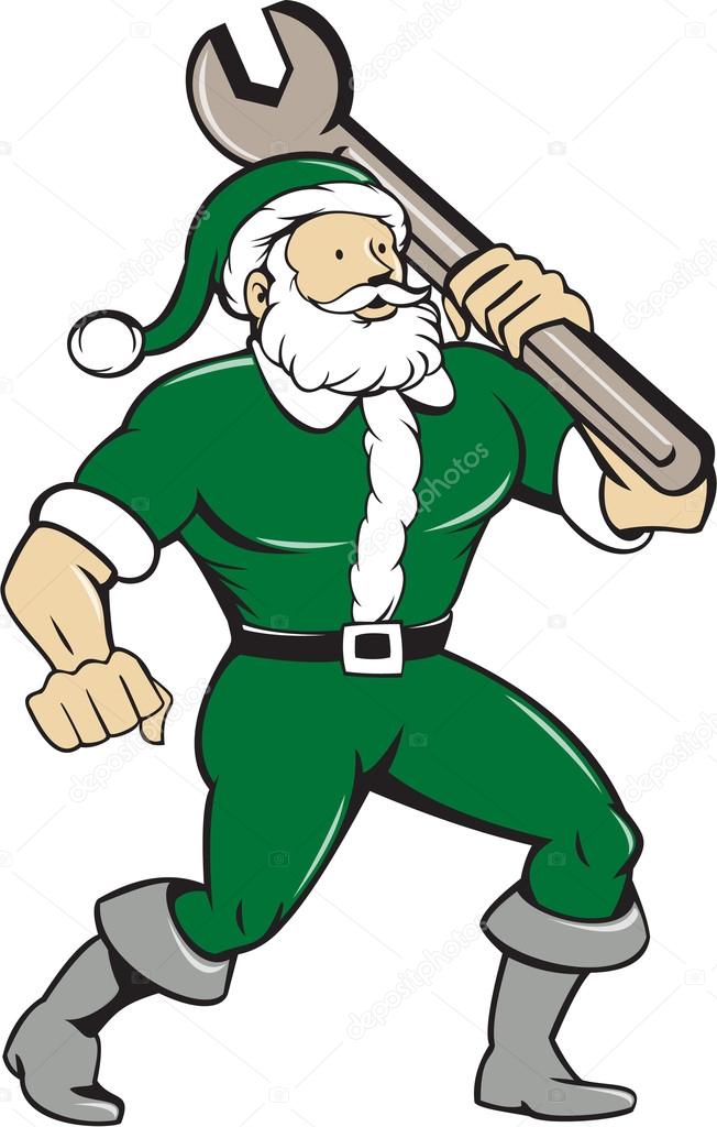 Santa Claus Mechanic Spanner Stock Vector by ©patrimonio 76648119