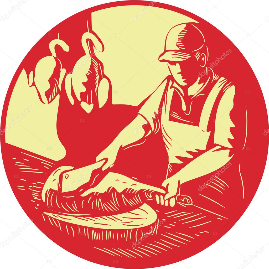 Chinese Cook Chop Meat Oval Circle Woodcut — Stock Vector © patrimonio ...