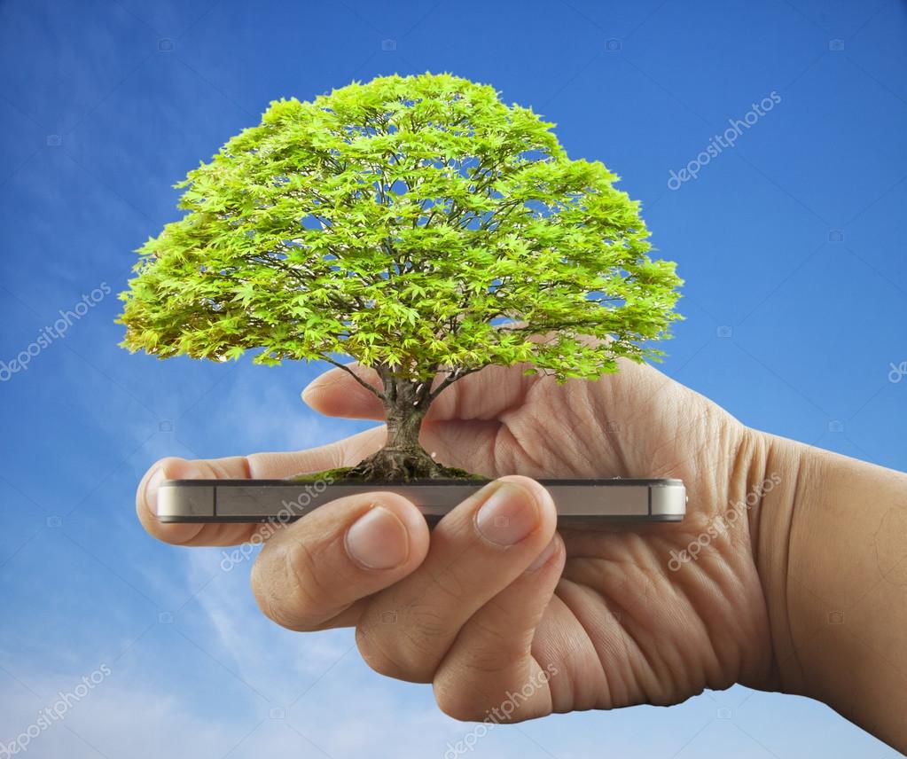 Tree over smartphone — Stock Photo © Koufax73 #74226629