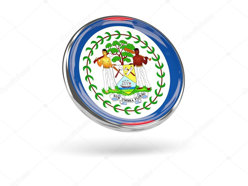 Flag of belize. Round icon with metal frame — Stock Photo © Mishchenko ...