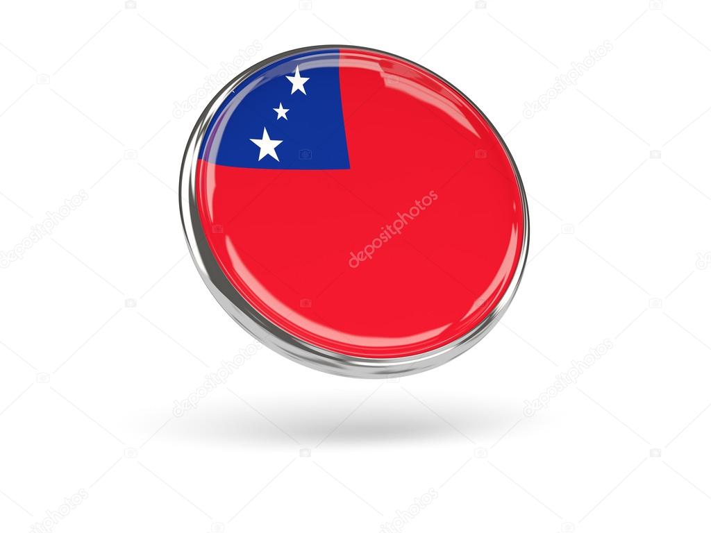Flag of samoa. Round icon with metal frame — Stock Photo © Mishchenko ...