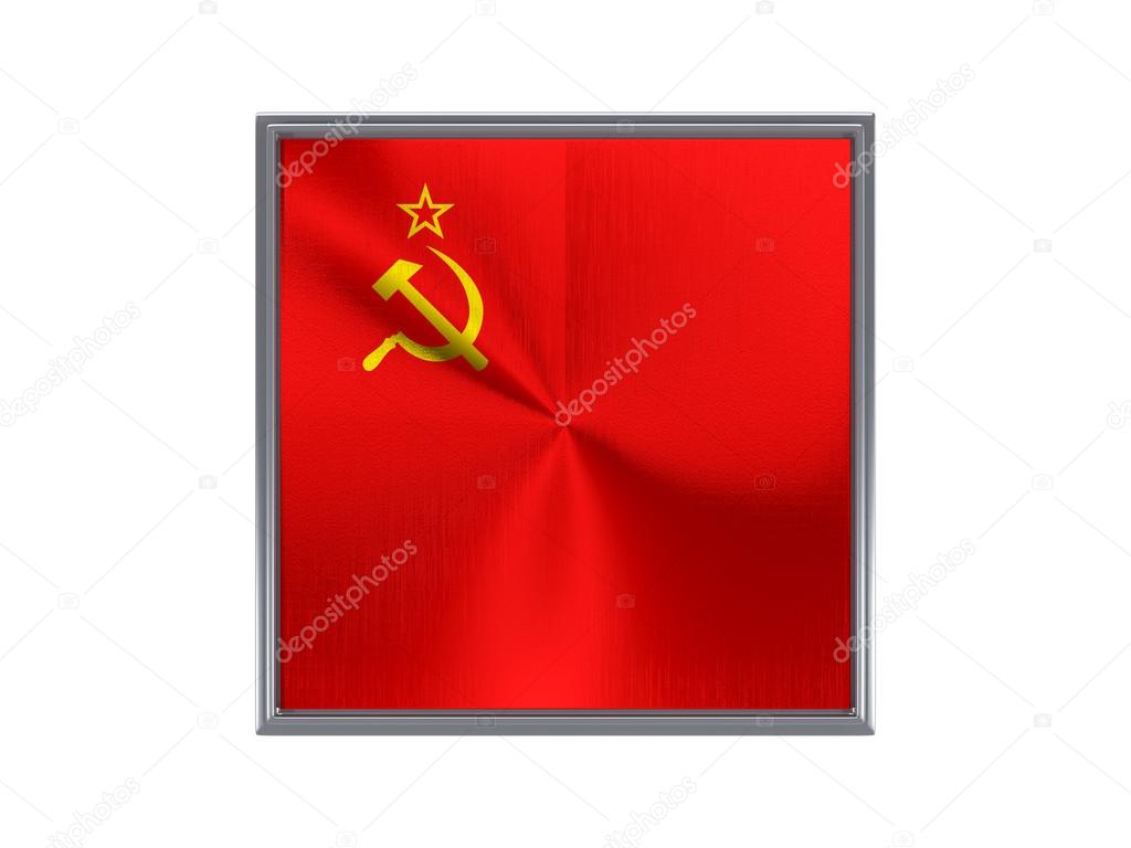 Square metal button with flag of ussr — Stock Photo © Mishchenko #68370005