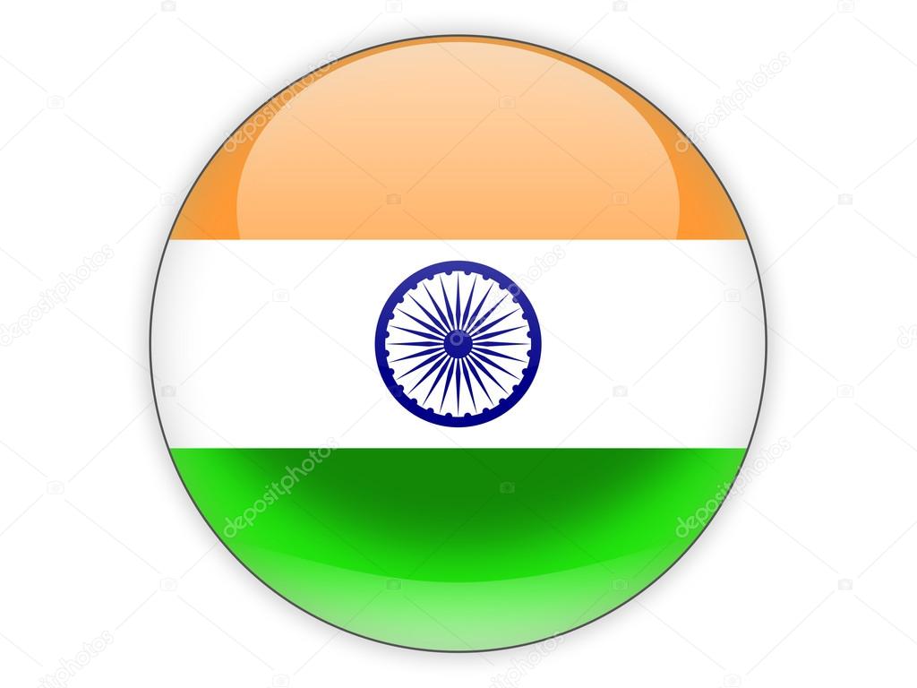 Icône ronde avec le drapeau de l'Inde — Photographie Mishchenko © #77351078