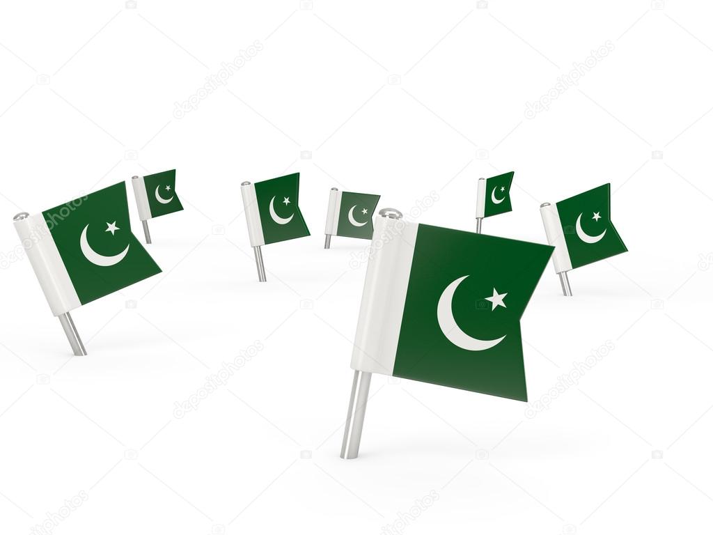 Square pins with flag of pakistan — Stock Photo © Mishchenko #88748120