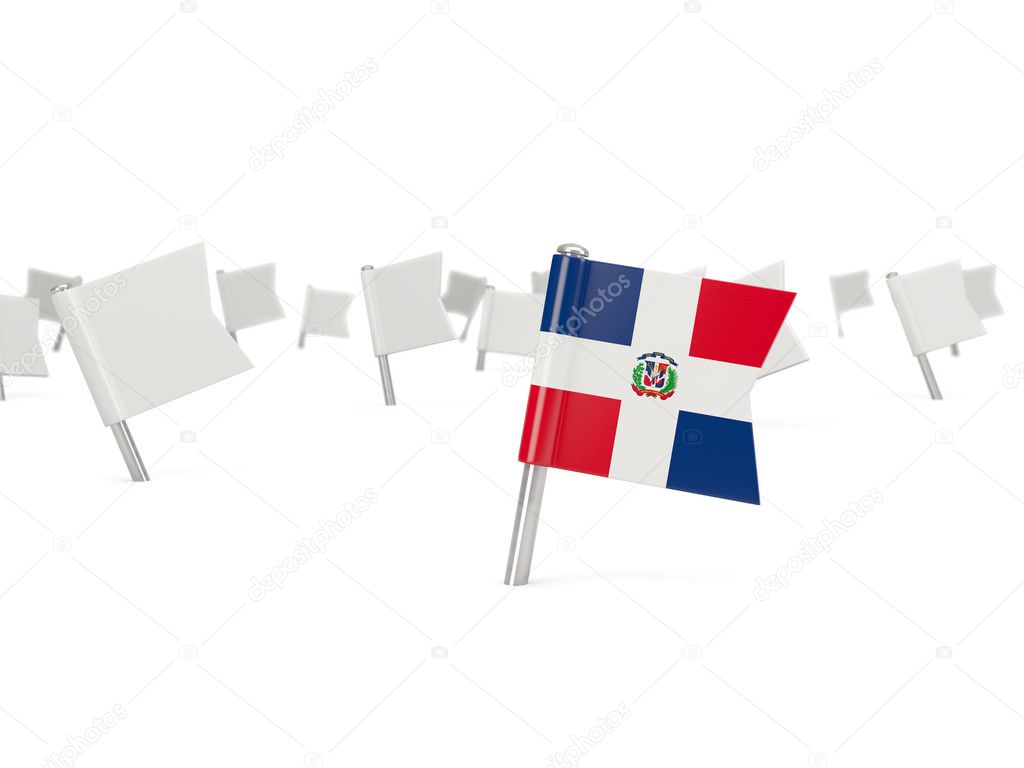 Square pin with flag of dominican republic Stock Illustration by ...