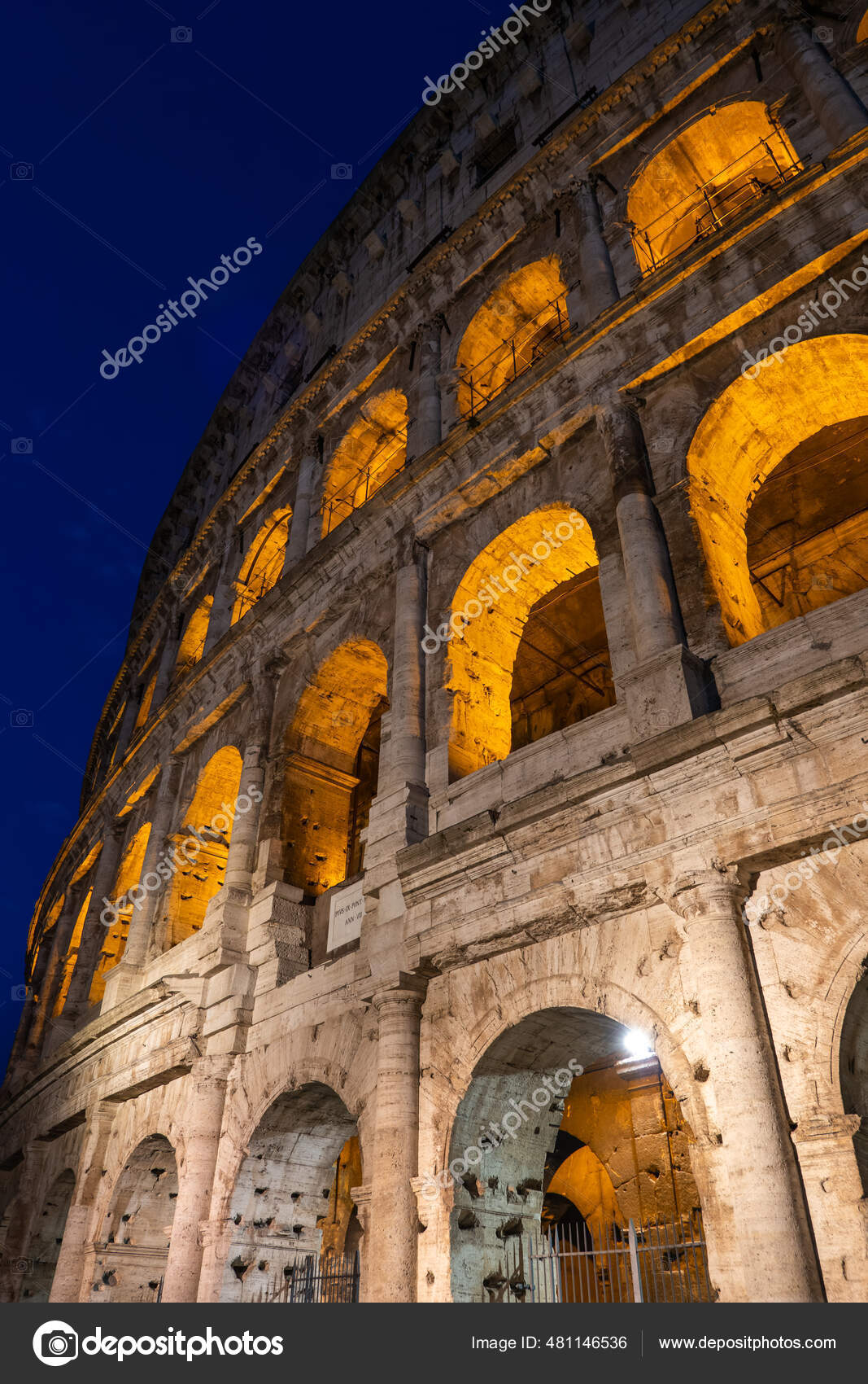 Colosseum Night Rome Italy Ancient Flavian Amphitheatre Gladiators ...