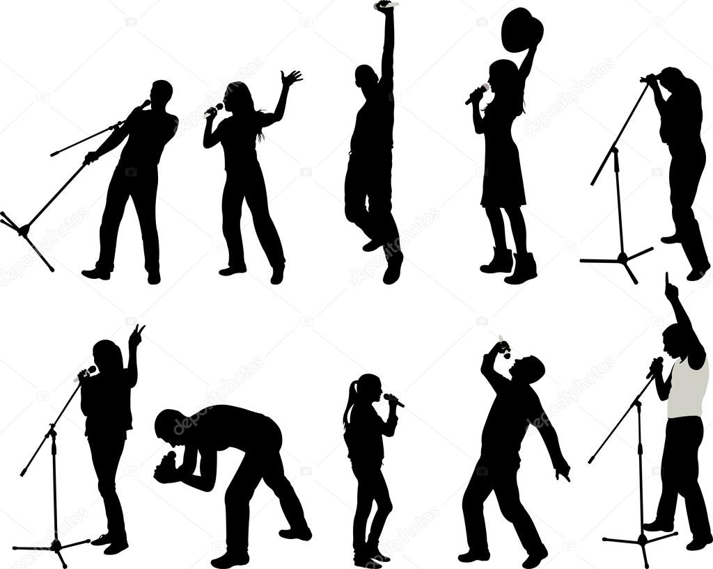 Silueta de cantantes set vector — Vector de stock #94147544 — Depositphotos